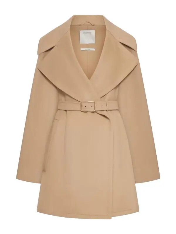 Sportmax Wool Coat With Belted Closure - Camel