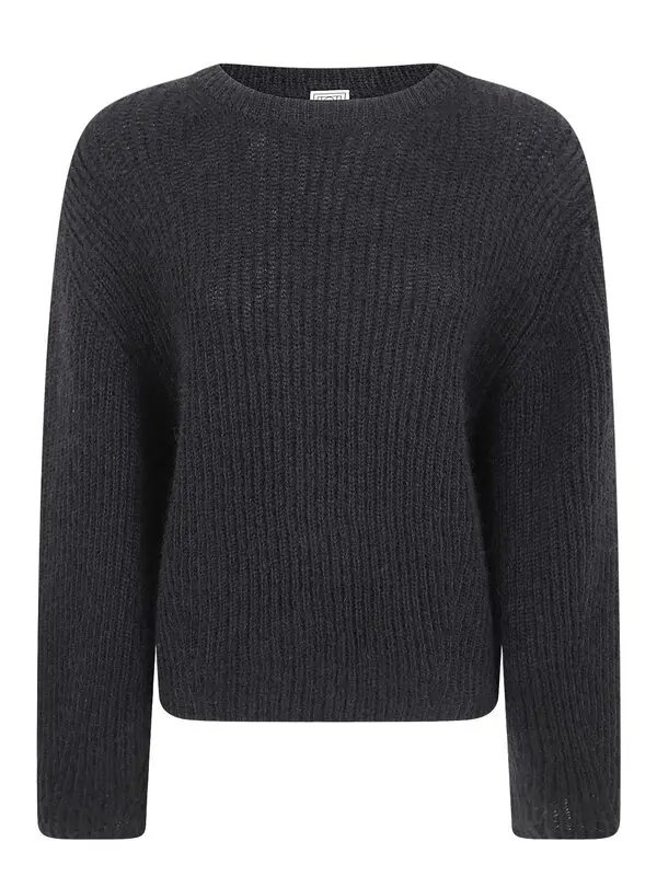 TOTEME Mohair Blend Rib Knit Sweater - Black