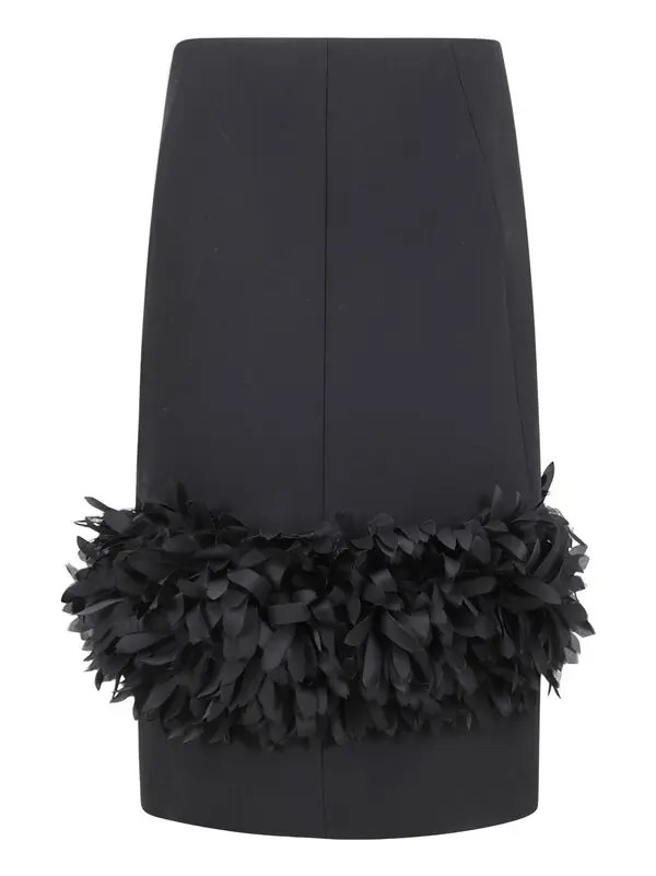 TOTEME Mini Skirt With Feather Embellishment - Black