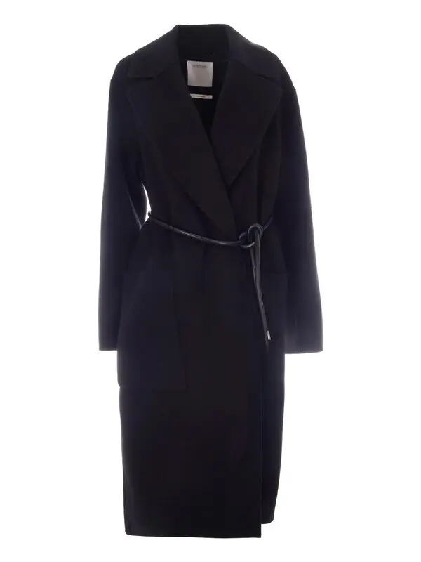 Sportmax Belted Long Wool Coat - Nero