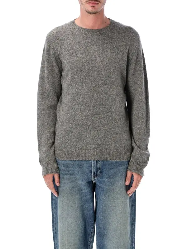 ROBERTO COLLINA Crew Neck Wool Blend Sweater - Dk Grey