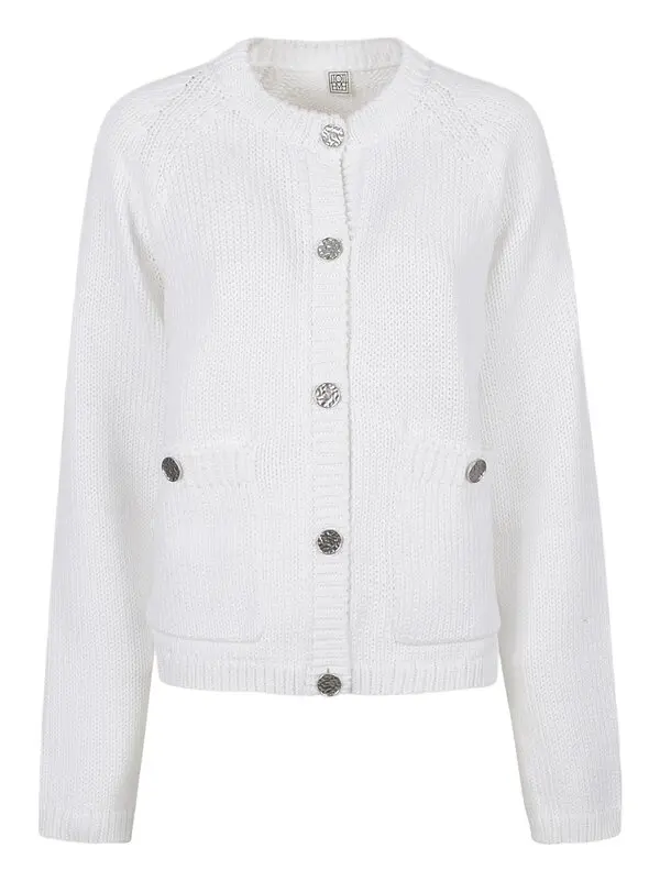 TOTEME Hammered Button Cardigan - White