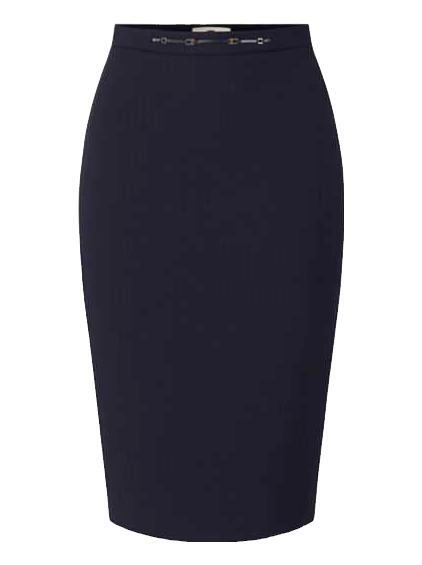 Elisabetta Franchi Pencil Skirt With Buckled Detail - Blu Notte