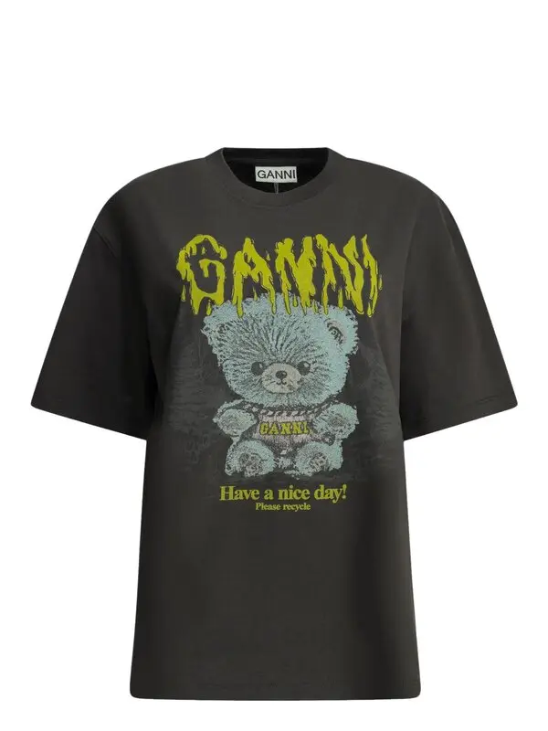 GANNI Heavy Cotton Teddy Graphic T-shirt - Phantom