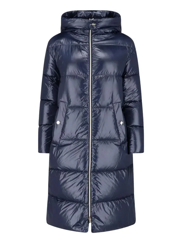 Herno Long Hooded Puffer Coat - Blue