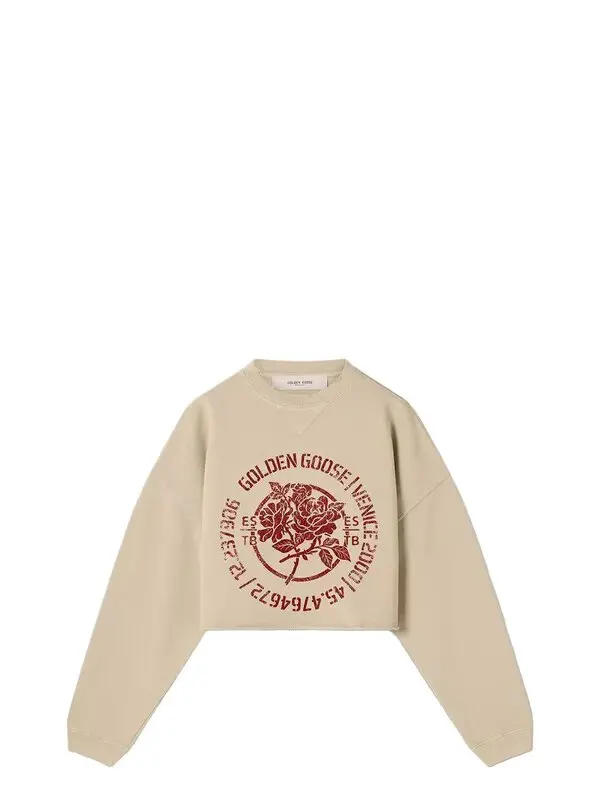 GOLDEN GOOSE Journey" Garment-dyed Oversized Crop Sweatshirt - Fields Of Rye