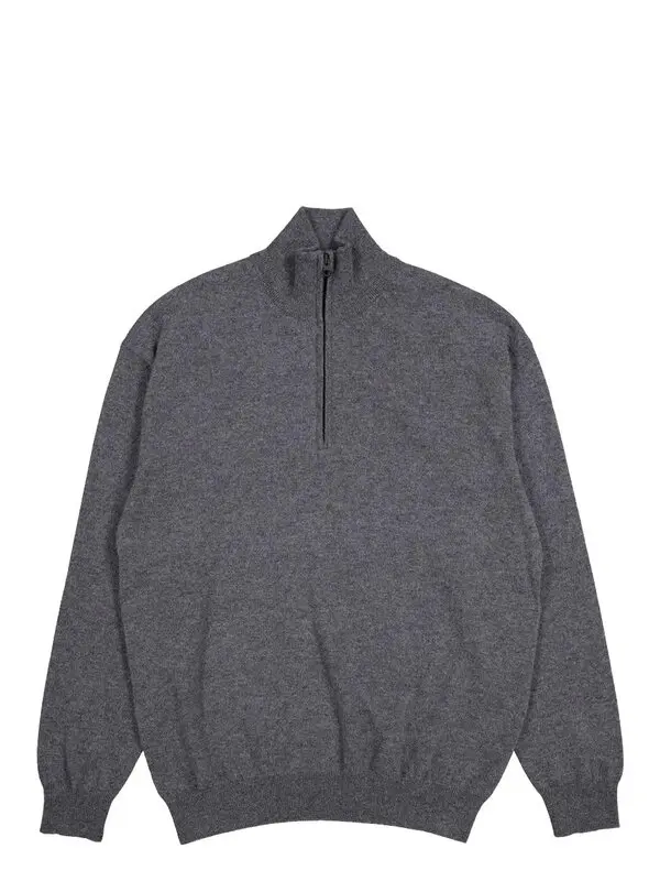 LISA YANG Cashmere Half-zip Sweater With Stand-up Collar - Grigio