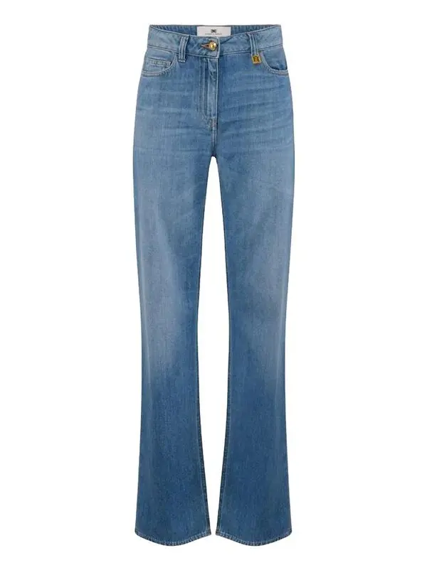 Elisabetta Franchi High Waisted Flare Leg Trousers - Light Blue