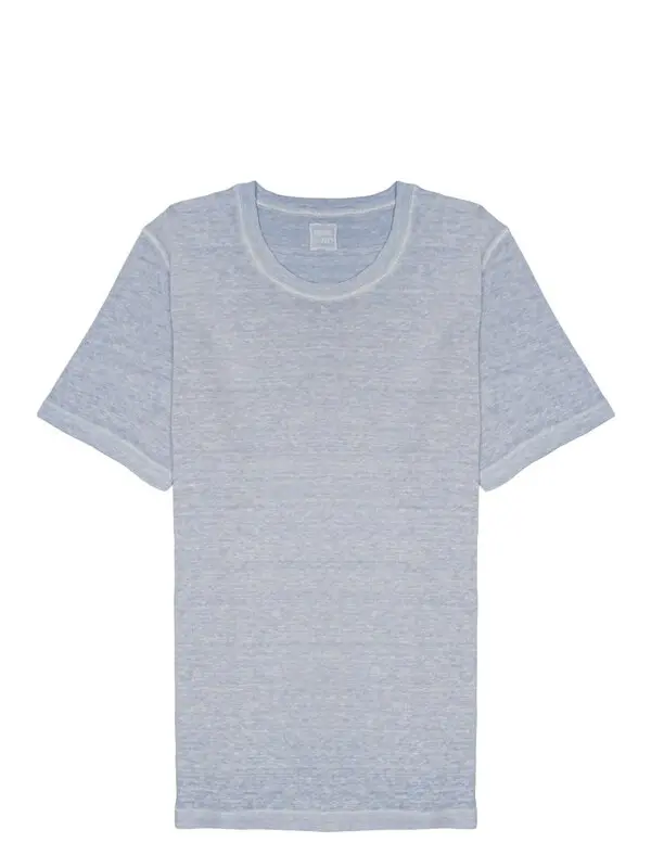 120% Lino Linen Crewneck T-shirt - Azure