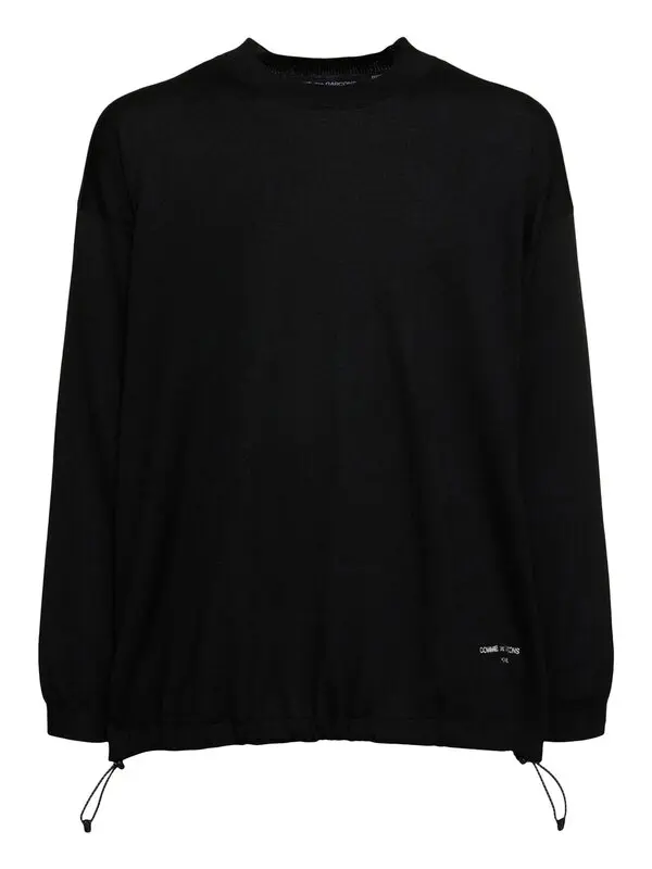 Comme Des Garçons Crew Neck Long Sleeve Pullover With Drawstring Hem - Black