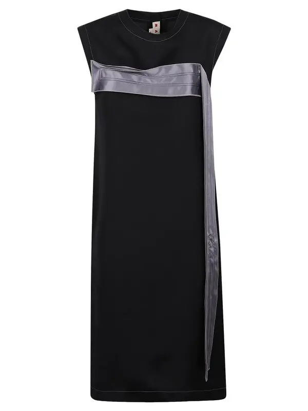 Marni Sleeveless Mini Dress In Viscose-silk Blend - Black