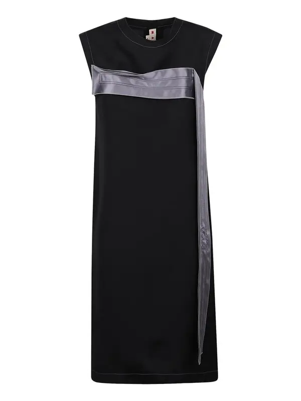 Marni Sleeveless Mini Dress In Viscose-silk Blend - Black