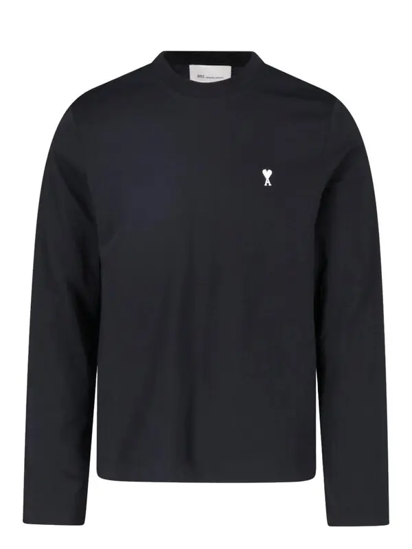 AMI Paris Long Sleeve Crewneck T-shirt - Black