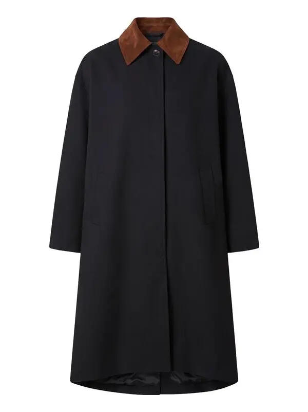 RÓHE Cotton Blend Outerwear Jacket With Suede Collar - Navy