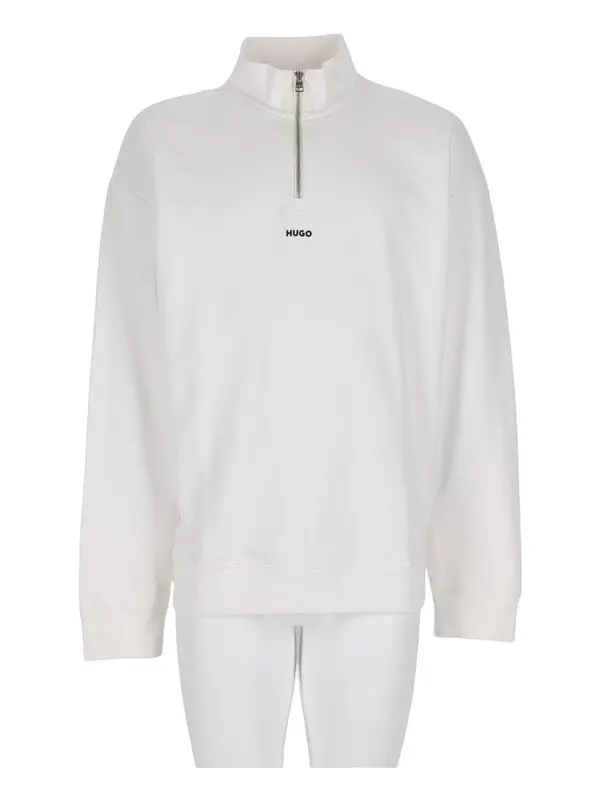 Hugo Logo Graphic Cotton Sweatshirt - Ivory
