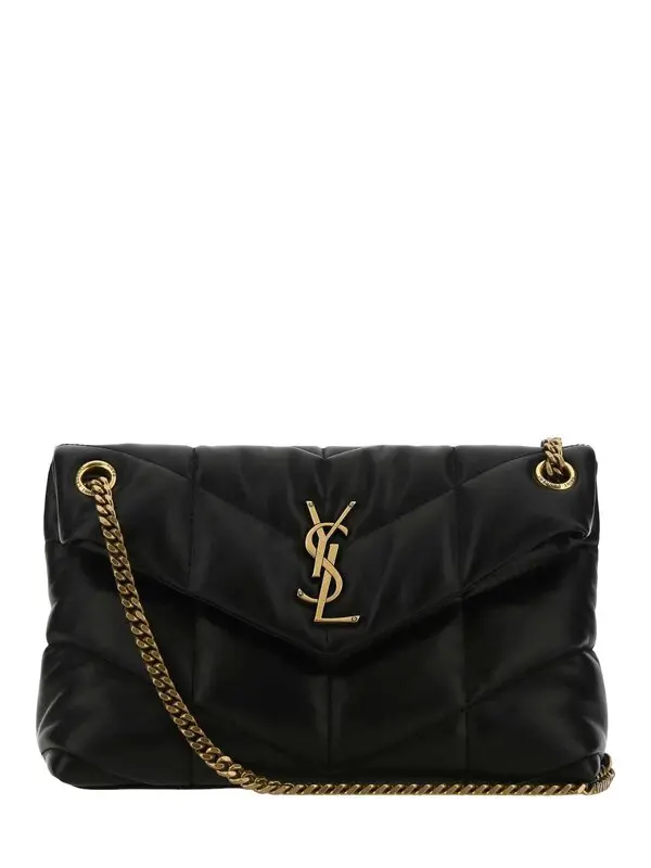 Saint Laurent Mini Quilted Leather Handbag With Chain Strap - Black