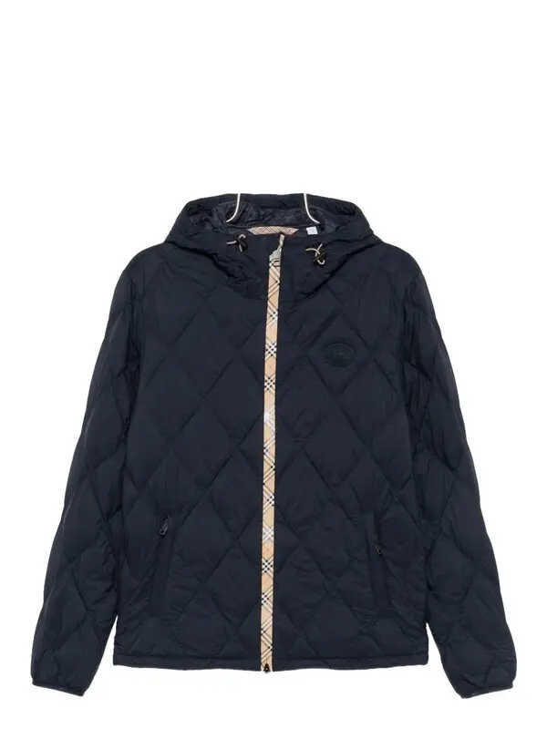 Burberry Quilted Hooded Blouson Jacket - Blue