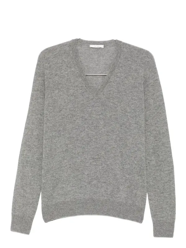 THE ROW Phora Cashmere V-neck Sweater - Grey