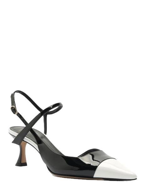 ALEXANDRE BIRMAN Tita Wrap Leather Cap Toe Slingback Pump - Black/white