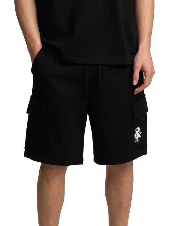 MANIA Cargo Shorts With Graphic Detailing - Black