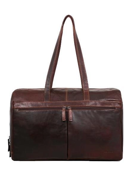 JACK GEORGES Voyager Uptown Duffle Tote Bag In Hand-stained Buffalo Leather - Brown