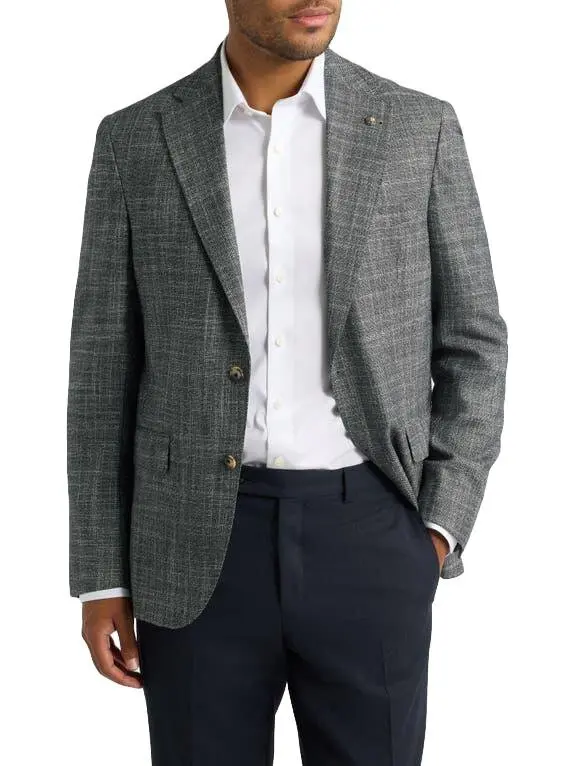 JACK VICTOR Mcallen Herringbone Wool & Silk Sport Coat - Grey
