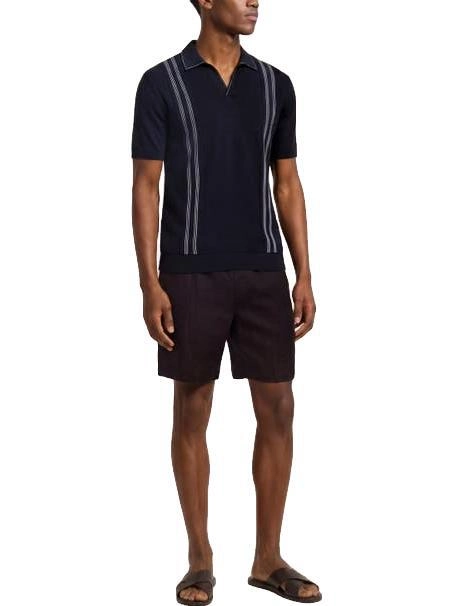 Orlebar Brown Horton Tailored Fit Silk Cotton Polo Shirt - Night Iris/white Sand