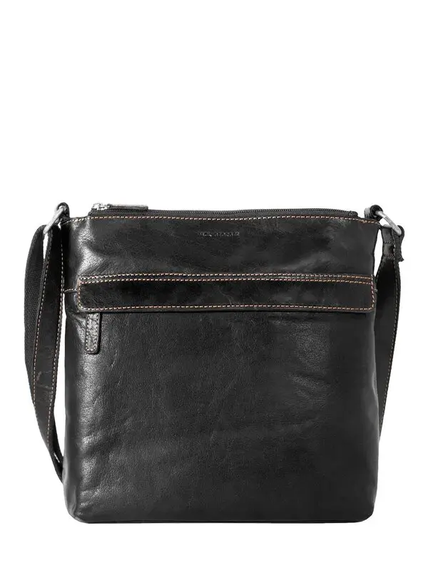 JACK GEORGES Voyager Zippered Crossbody Hobo Bag - Black