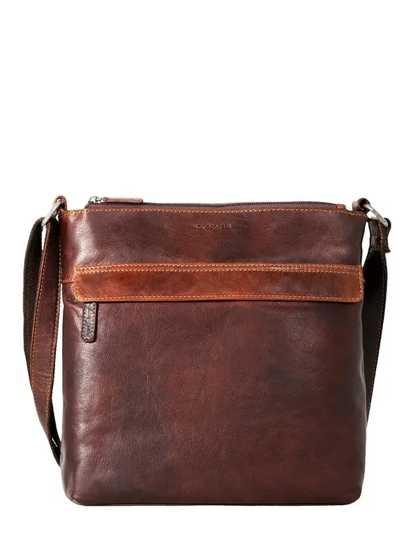 JACK GEORGES Voyager Zippered Crossbody Hobo Bag - Brown
