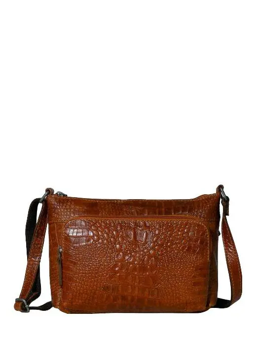 JACK GEORGES Hornback Croco Mini City Crossbody - Honey