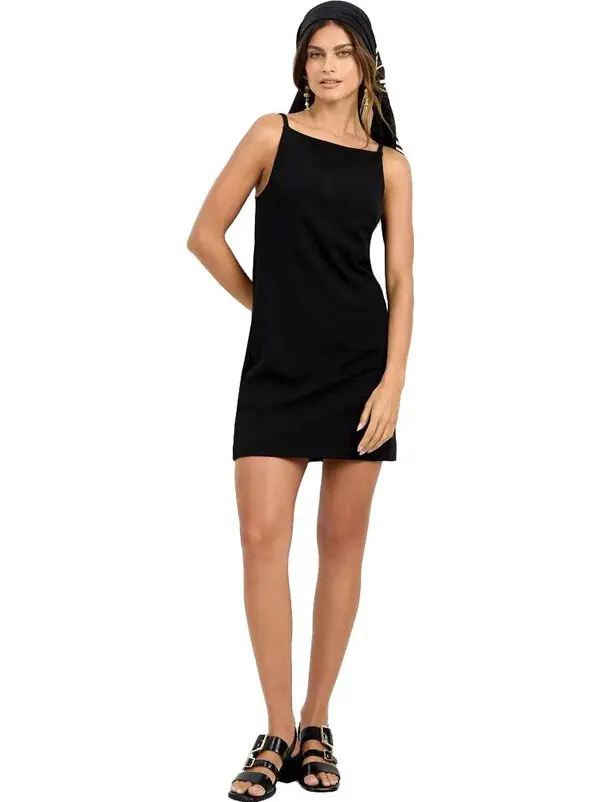 Trina Turk Sleeveless Square Neck Mini Dress - Black