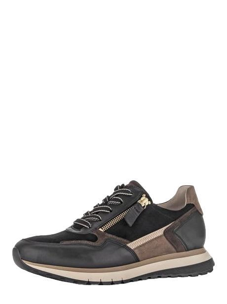 Gabor Cora Low Top Sneakers With Metallic Accents - Black