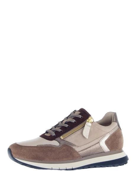 Gabor Cora Low Top Sneakers With Metallic Accents - Farro