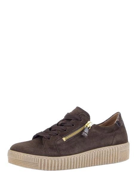 Gabor Diana Platform Sneakers With Side Zips - Mocca
