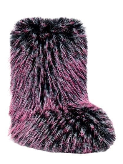 AZALEA WANG Faux Fur Boots - Pink Multi