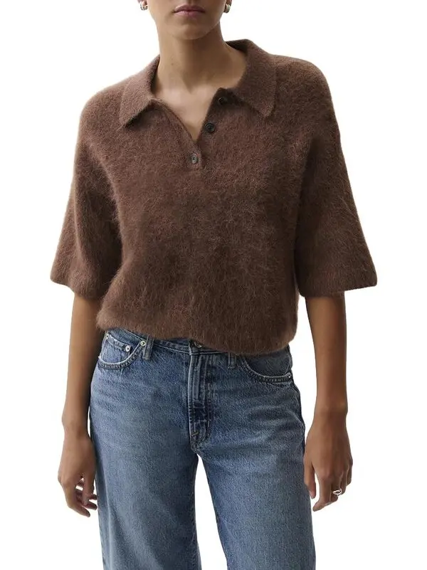 PISTOLA Nadya Alpaca-blend Short Sleeve Polo Sweater - Roche