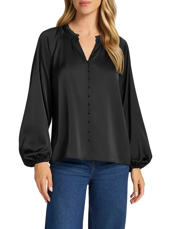 Matty M. Lottie Long Sleeve Top - Black