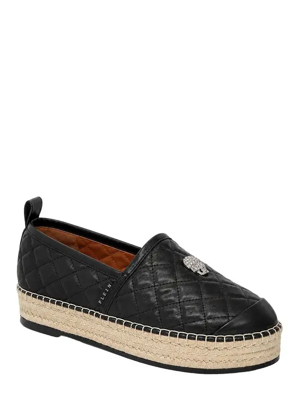 Philipp Plein Matelassé Skull Espadrilles - Black
