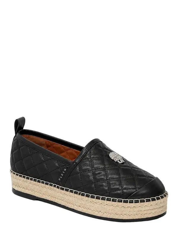 Philipp Plein Matelassé Skull Espadrilles - Black