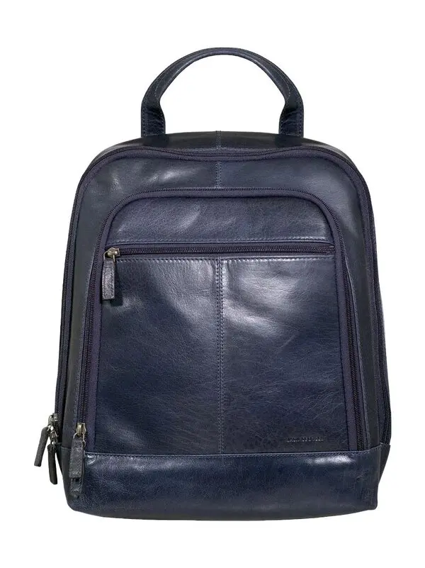 JACK GEORGES Voyager Leather Backpack - Navy