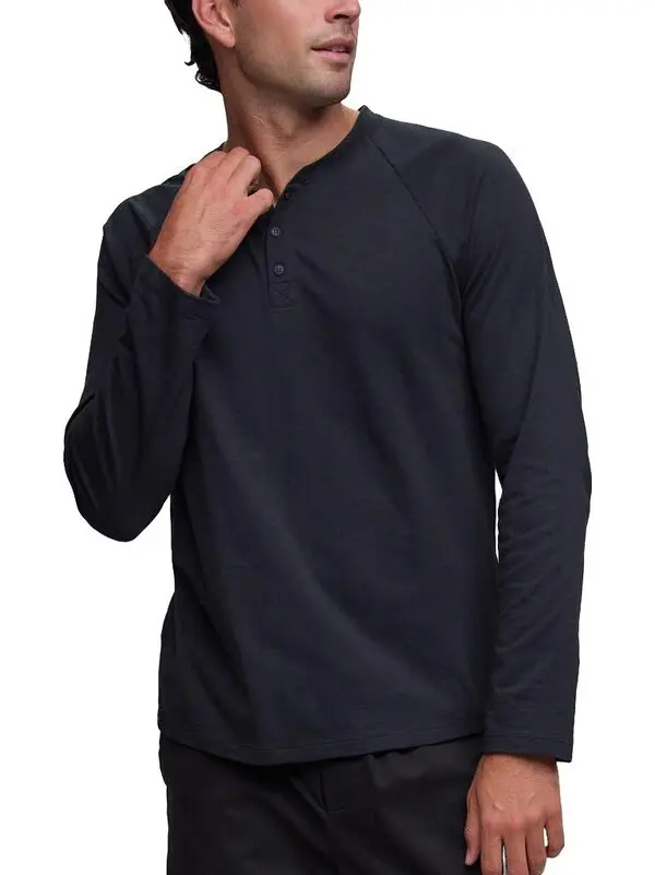 Barefoot Dreams Slub Jersey Henley - Black