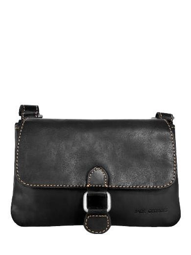 JACK GEORGES Voyager Mini Leather Crossbody Bag - Black