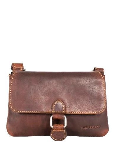 JACK GEORGES Voyager Mini Leather Crossbody Bag - Brown