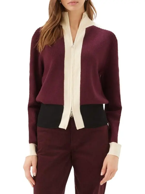 Karen Kane Colorblock Zip-up Cardigan - Multi Color
