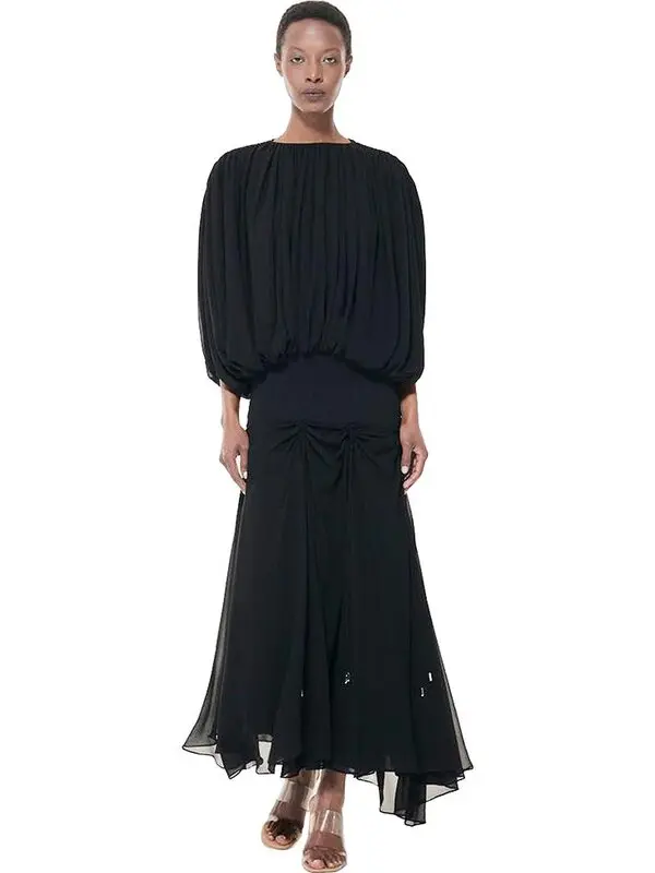 LEEM Ruched Shoulders Top - Black