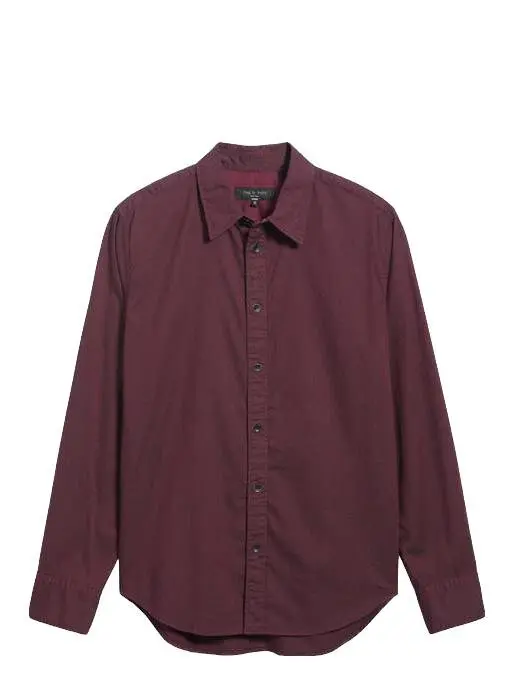 Rag & Bone Tomlin Dobby Stretch Shirt - Dark Red