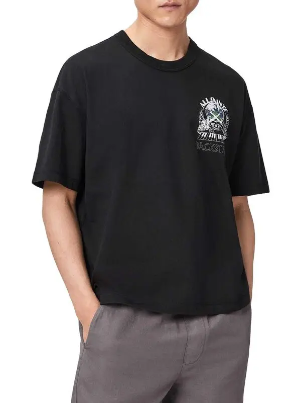 ALLSAINTS Hula Graphic Crewneck T-shirt - Washed Black