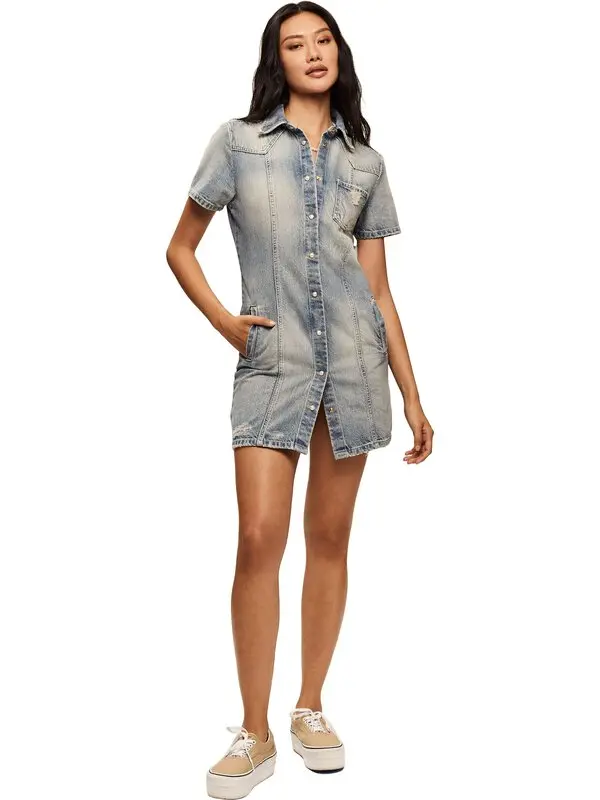 SEROYA Anne Denim Mini Dress - Salinas