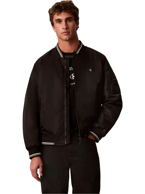 Calvin Klein Nylon Tipped Bomber Jacket - Black