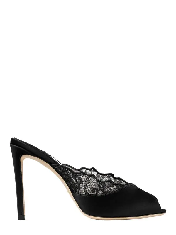 JIMMY CHOO Brigitte Lace And Satin Mules - Black